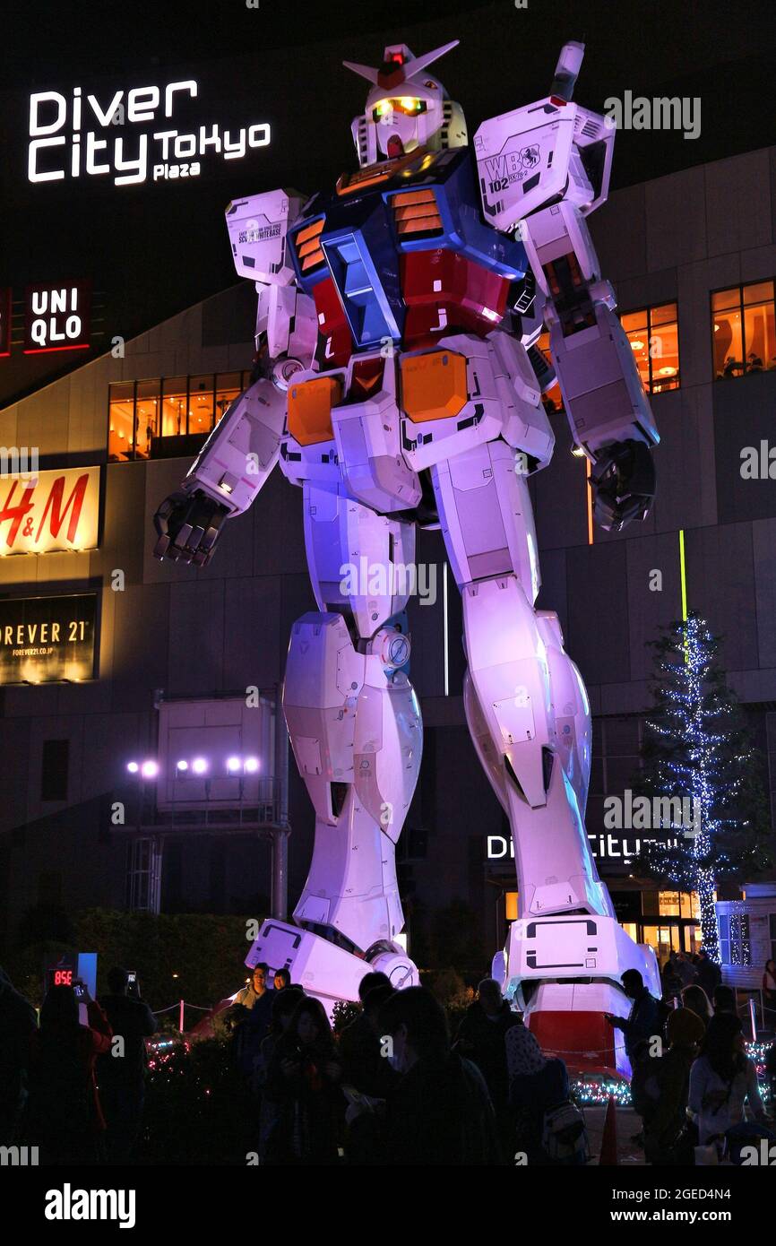 TOKYO, JAPAN - DECEMBER 2, 2016: People visit Mobile Suit Gundam ...