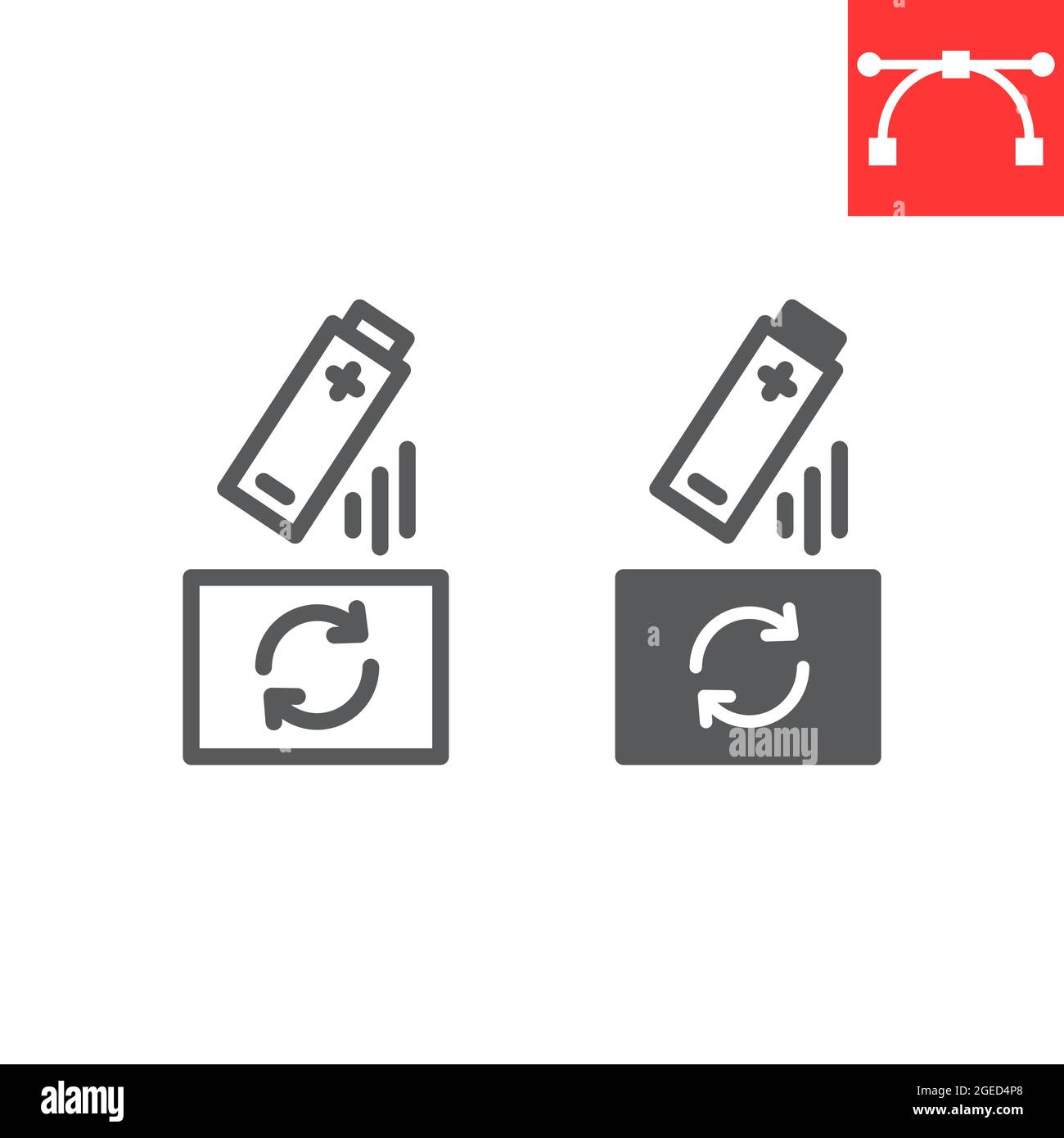 Recycling battery line and glyph icon, recycle and ecology, battery ...