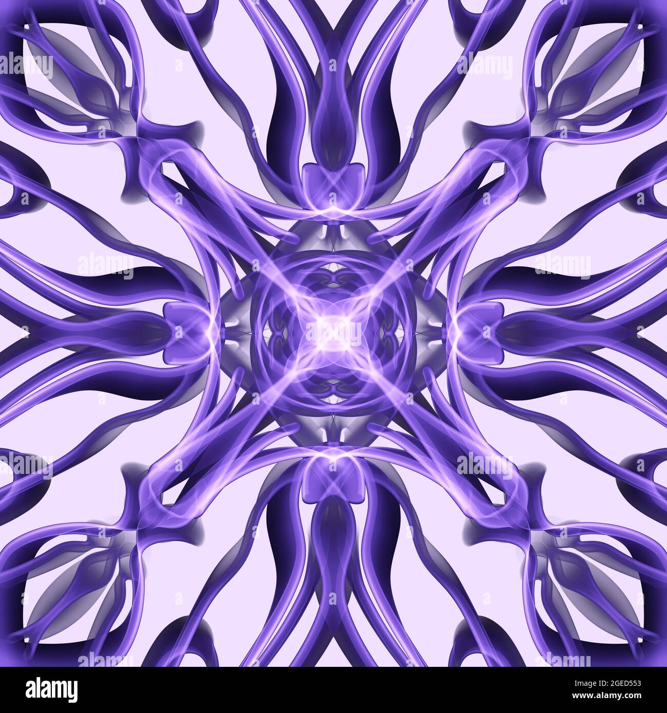 Seamless Abstract Geometric Floral Monochrome Surface Pattern With Symmetrical Form Repeating
