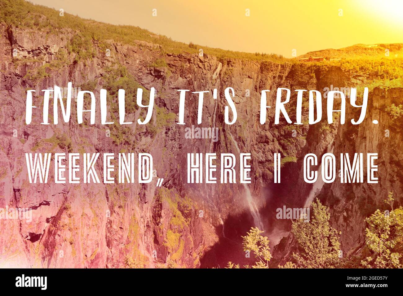 Friday and weekend enjoyment. Social media motivational poster Stock ...