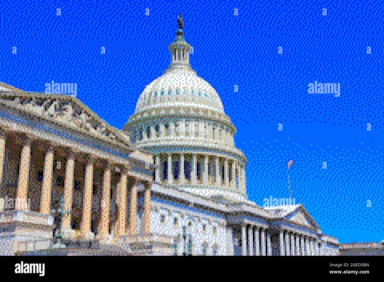 Pixel art 8-bit style graphics. Washington DC: National Capitol ...