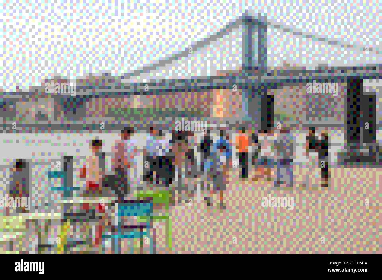 Pixel art 8-bit style graphics. New York - Brooklyn Bridge Stock Photo ...