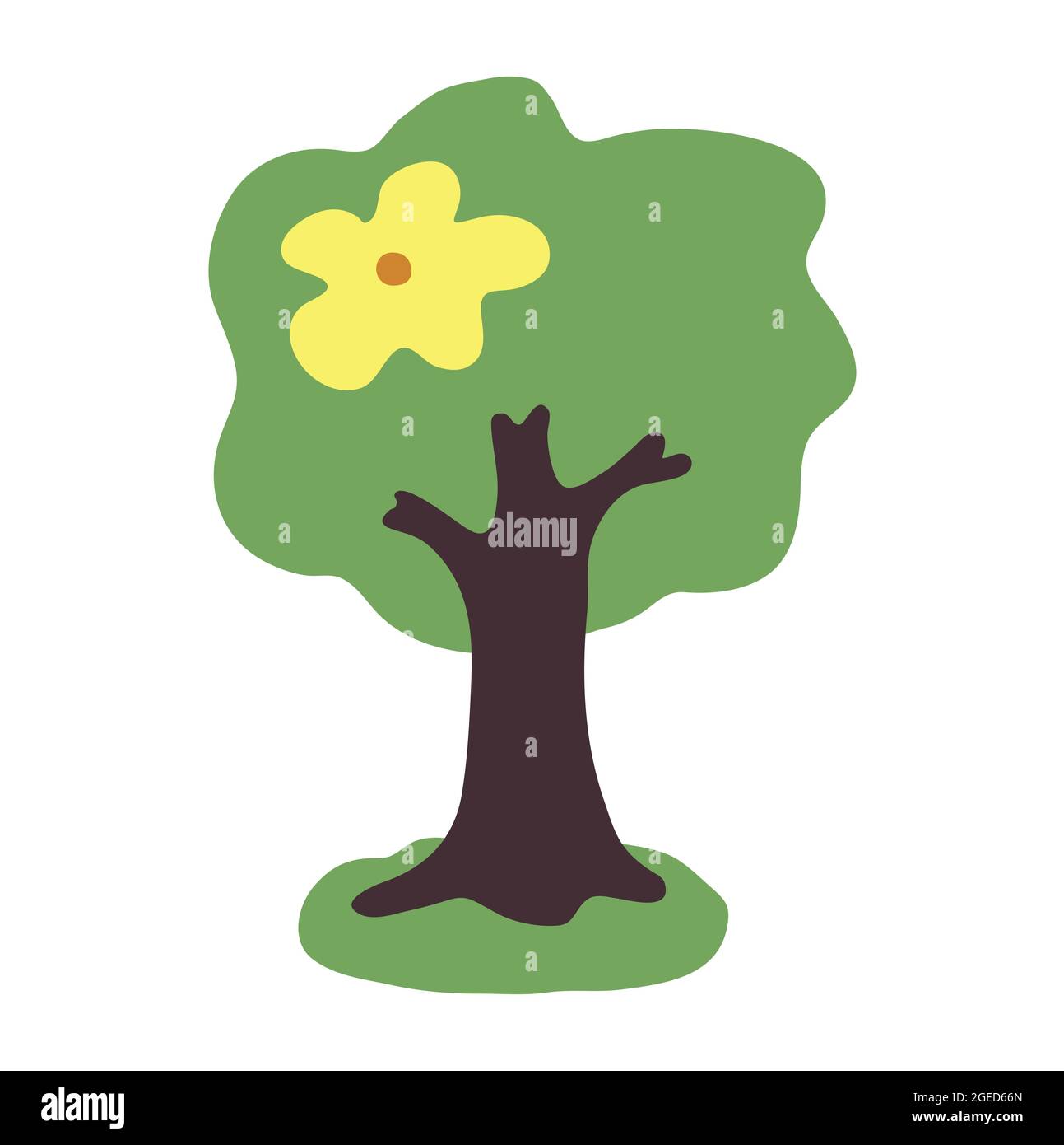 Big flower tree, cartoon tree isolated in white back ground Stock ...