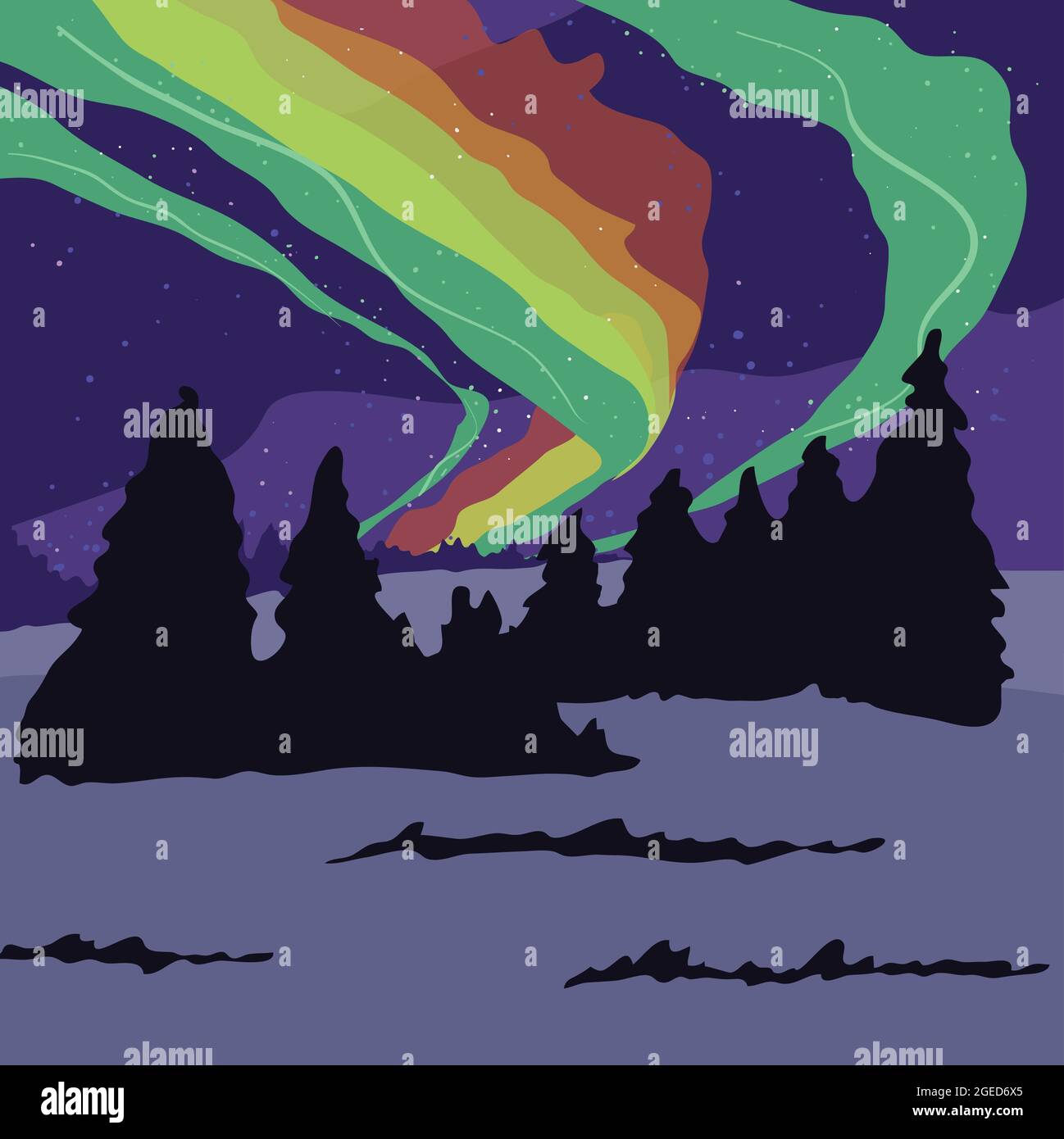 Aurora northern light Illustration Stock Vector Image & Art - Alamy