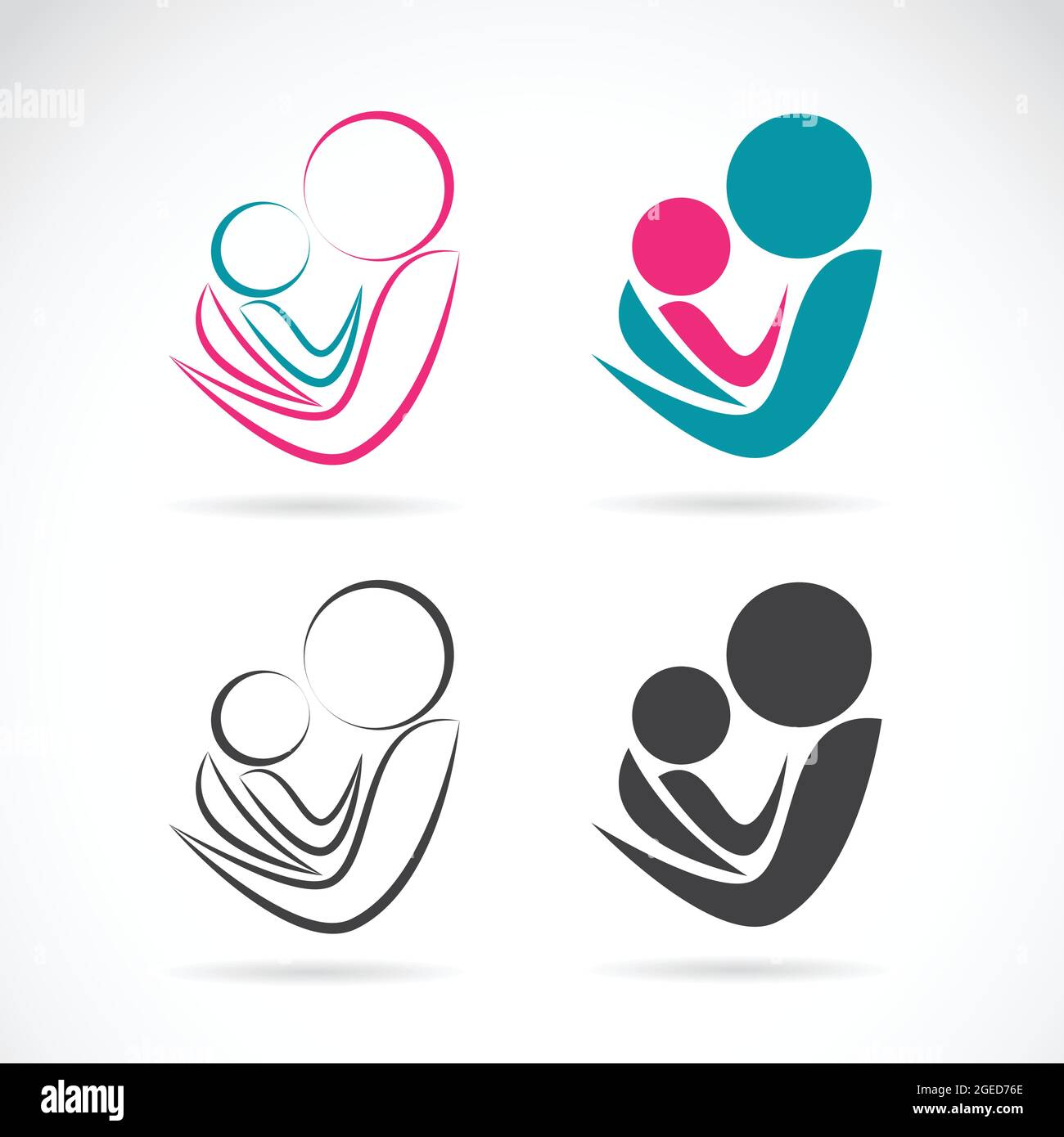 Vector icon image of an mom and baby on white background, Expression of ...