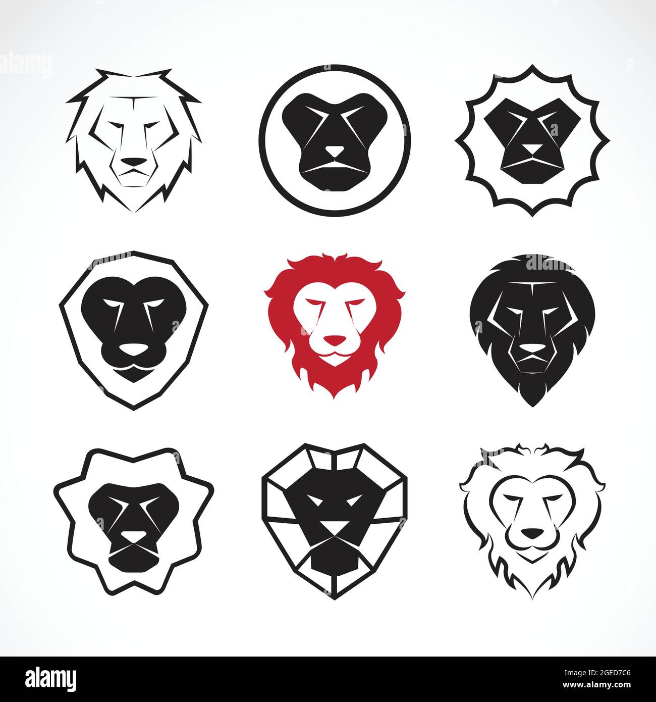 Vector group of lion head design on white background. Easy editable ...