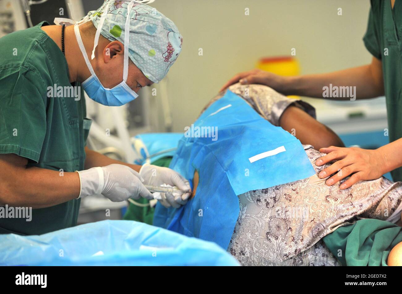 GUIYANG, CHINA - AUGUST 19, 2021 - Medical staff perform anaesthesia on ...