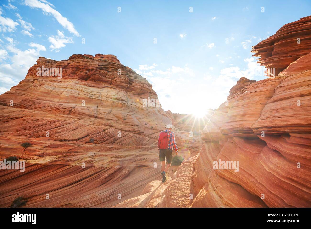 Hike in the Utah mountains. Hiking in unusual natural landscapes ...