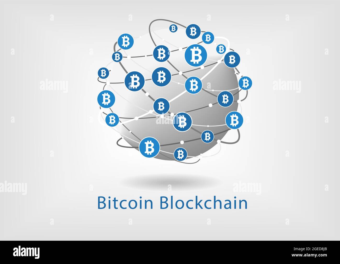 Bitcoin powered blockchain as concept for crypto currency. Vector ...