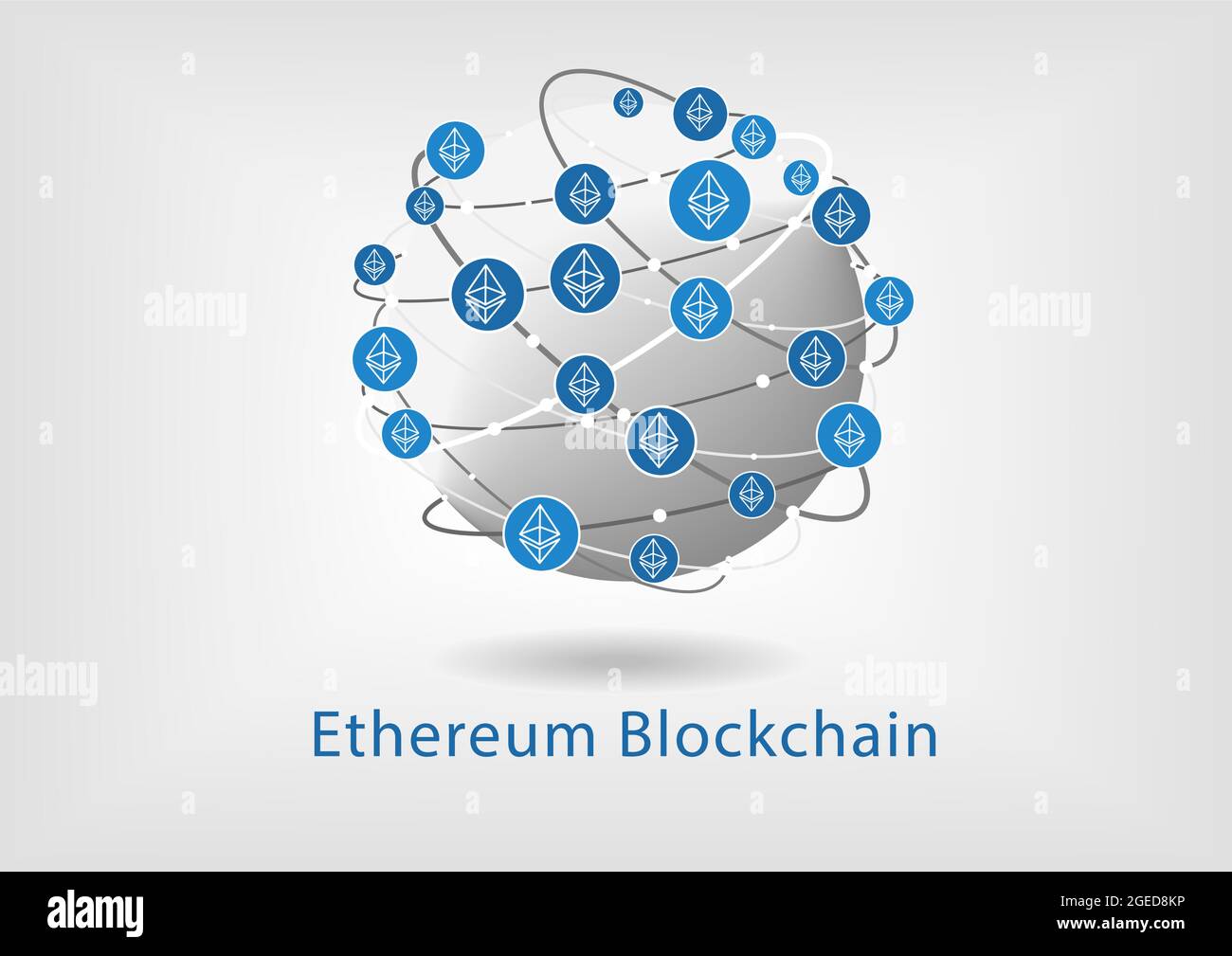 Ethereum powered blockchain as concept for crypto currency. Vector ...