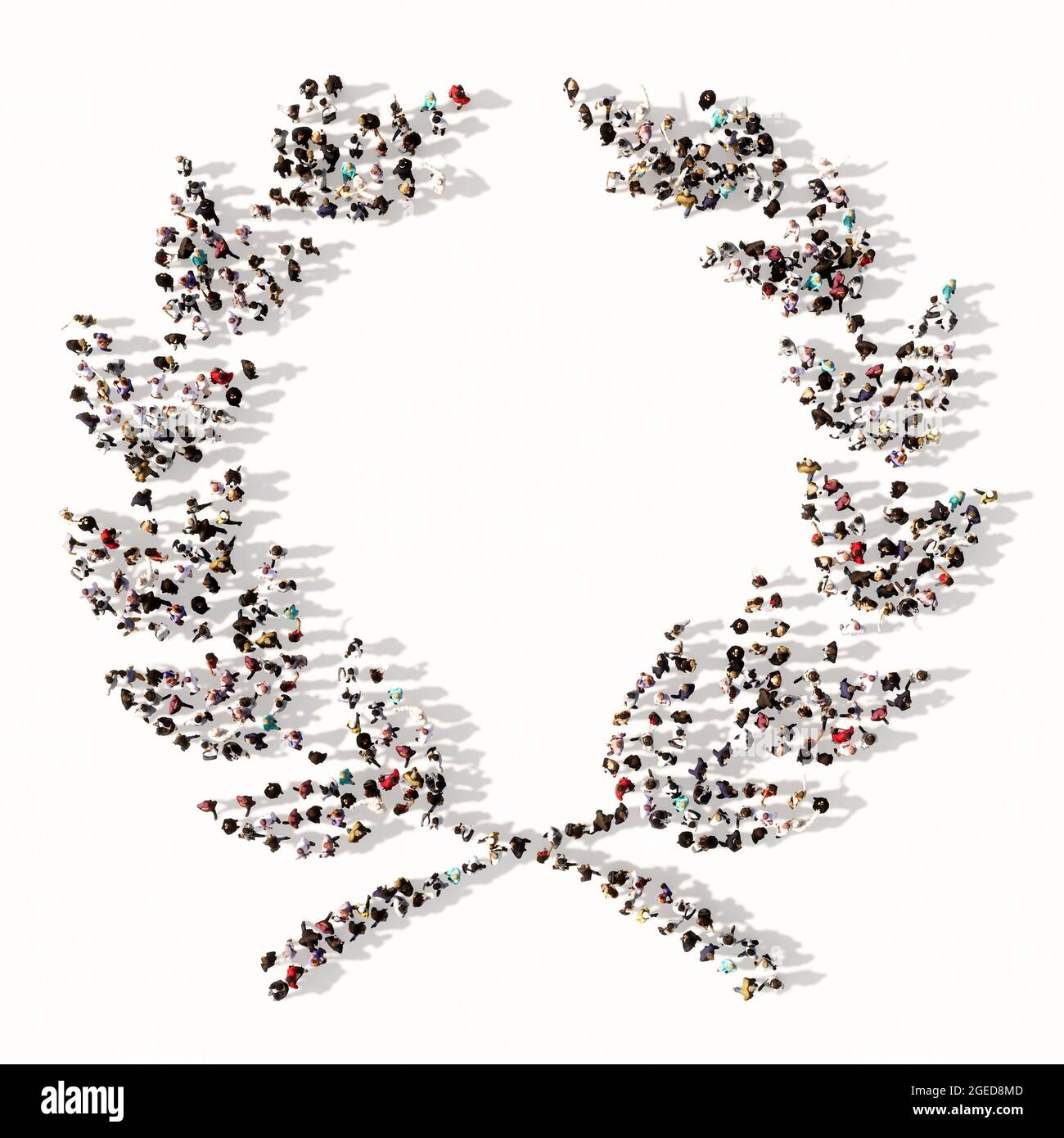 Concept or conceptual large community of people forming an laurel ...
