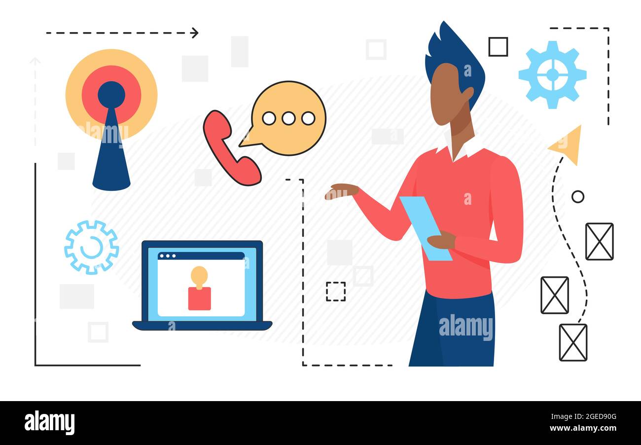 Contact us concept, website hotline service vector illustration ...