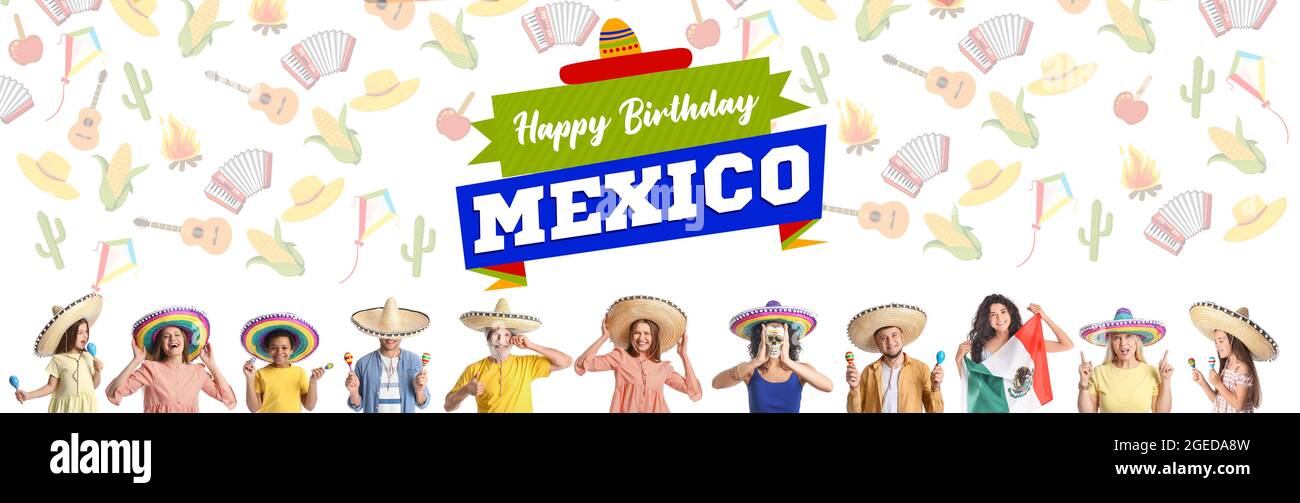 Greeting card for Independence day of Mexico with different Mexican ...