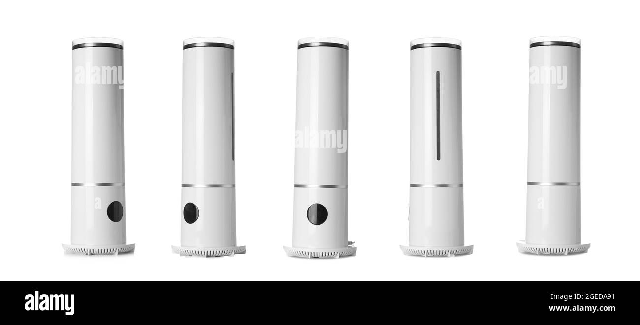 Modern humidifier on white background Stock Photo - Alamy