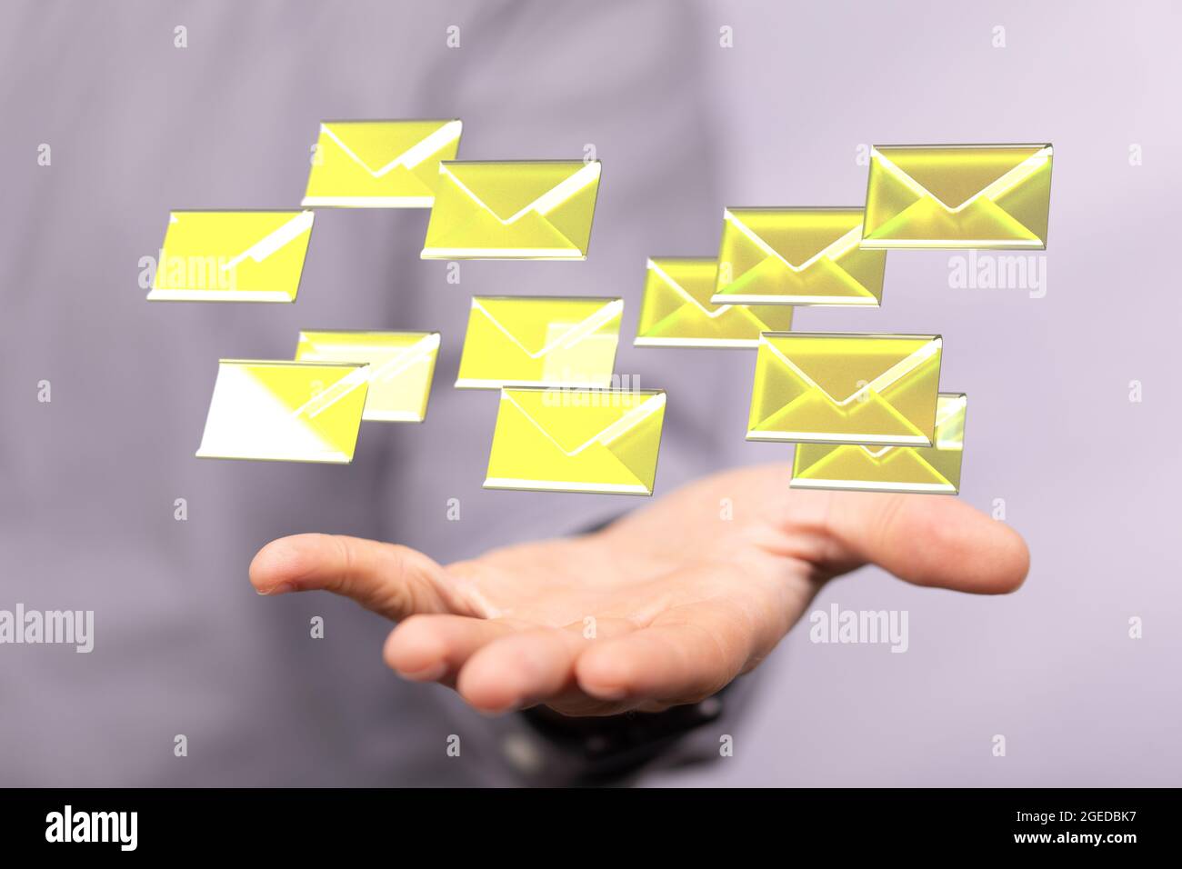 Digital illustration of email signs on a businessman's hand Stock Photo ...