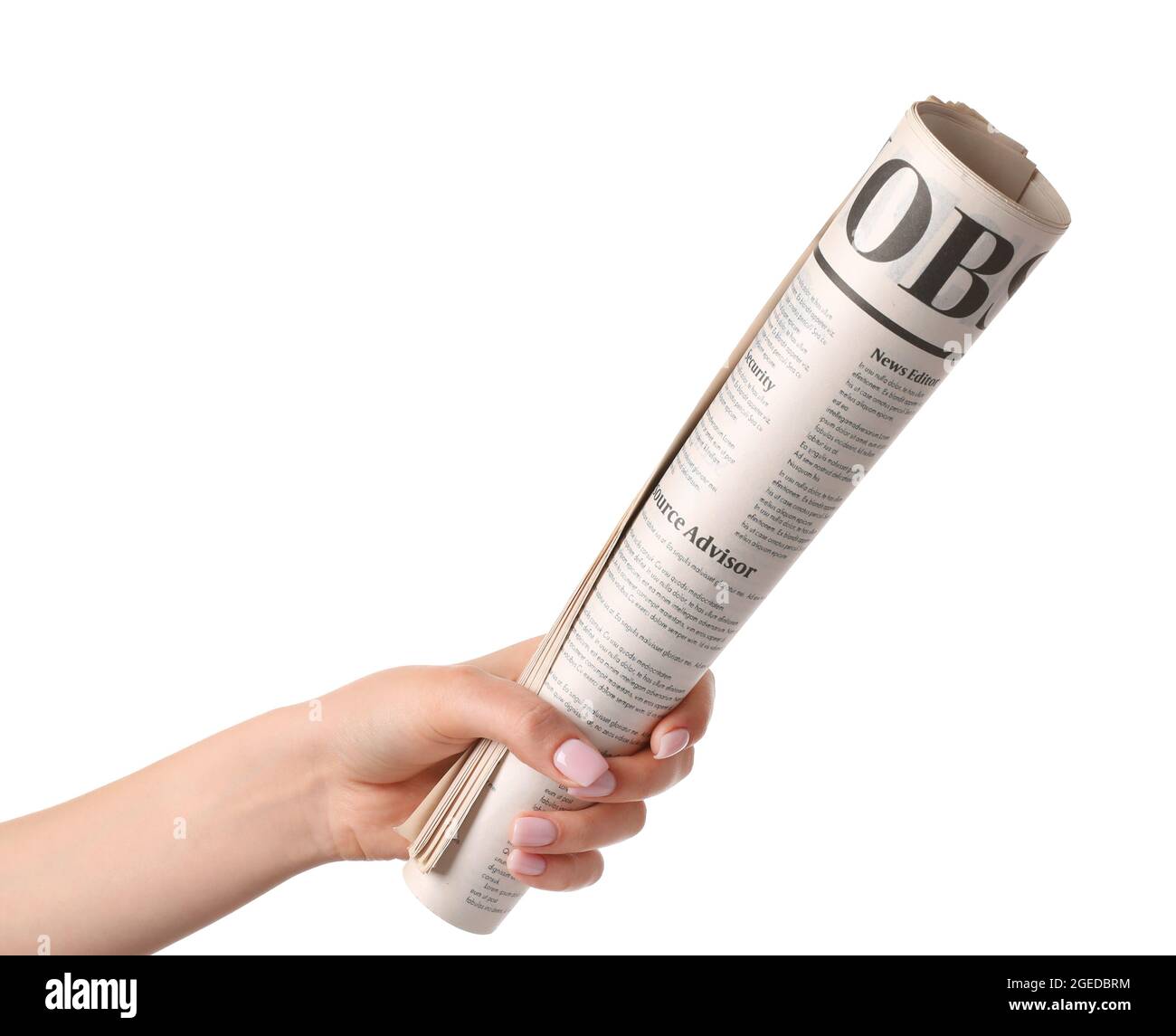 Woman holding newspaper roll hi-res stock photography and images - Alamy