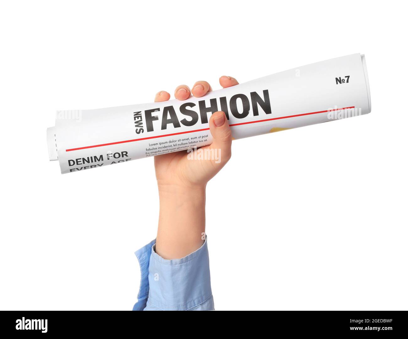 Woman holding newspaper roll hi-res stock photography and images - Alamy