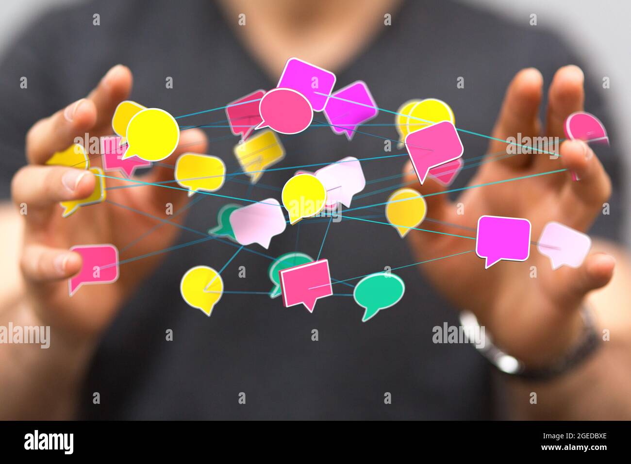 Digital illustration of speech bubbles- communication concept in 3d ...