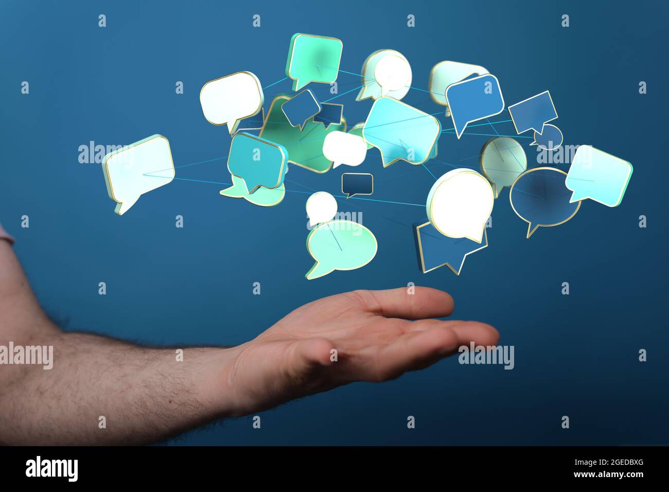 Digital illustration of speech bubbles- communication concept in 3d ...