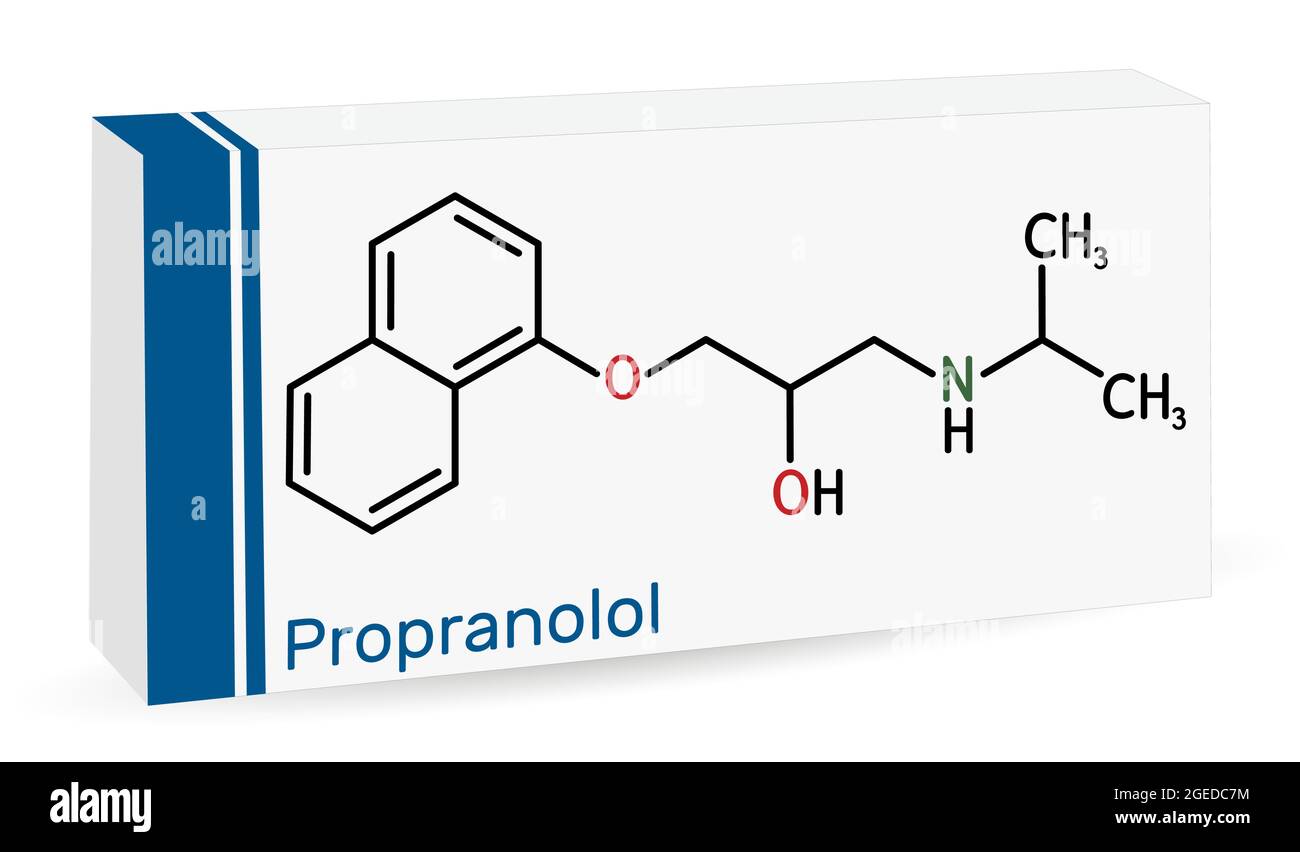 Propranolol molecule. It is synthetic, nonselective beta blocker, used ...