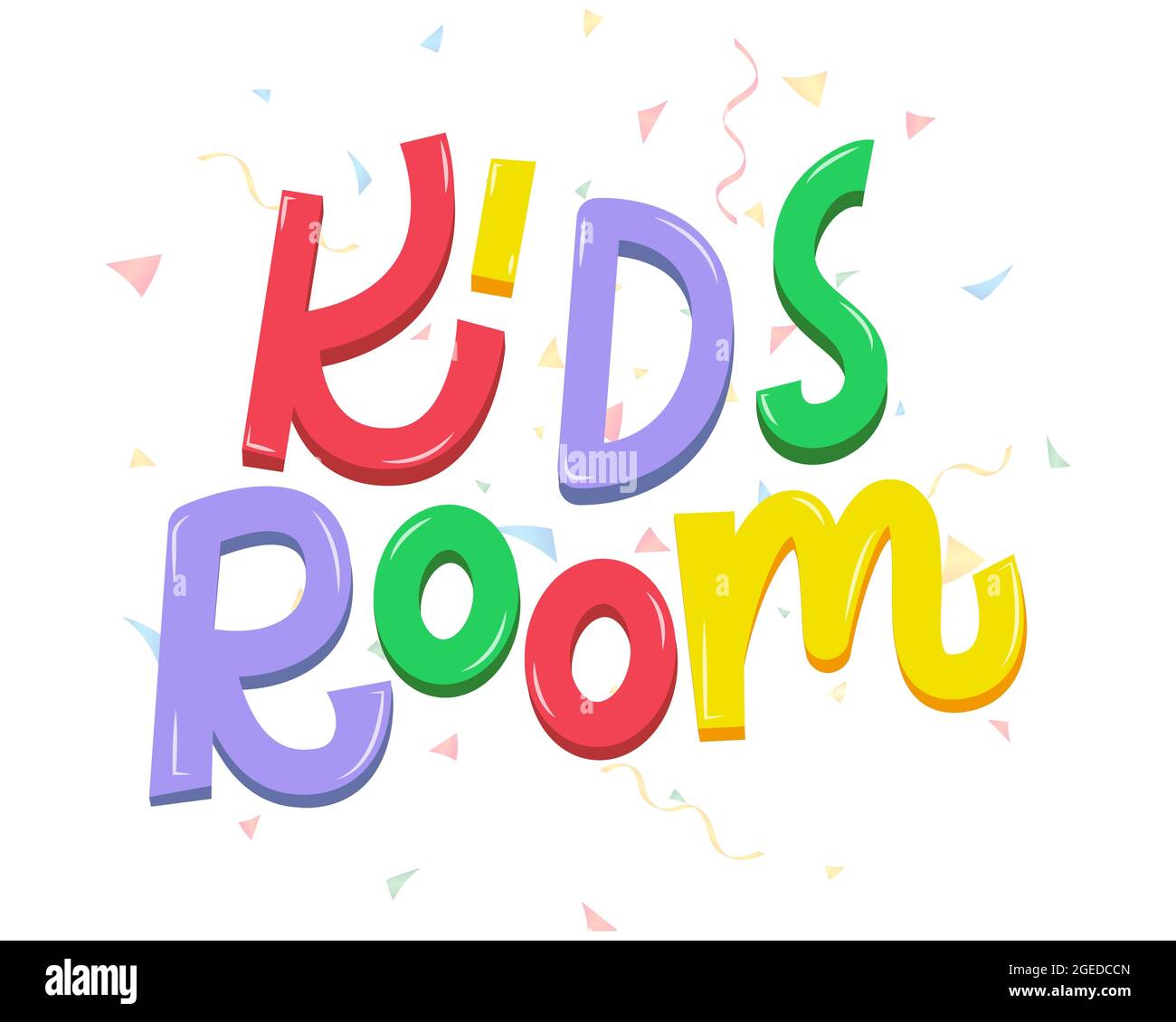 Kids Room vector banner. Colorful Kids lettering card in cartoon style ...