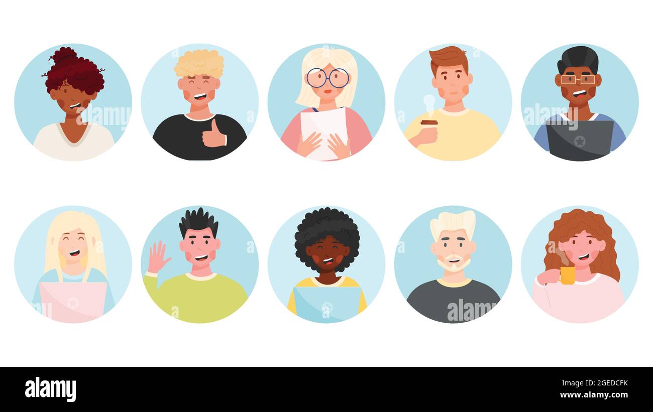 Diverse group of people avatars set. Vector illustration Stock Vector ...