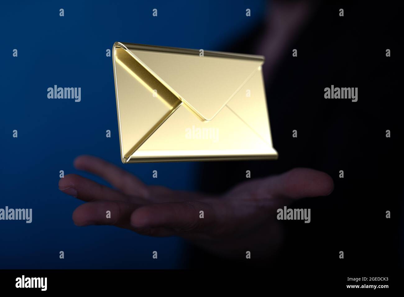 Digital illustration of an email sign on a hand Stock Photo - Alamy