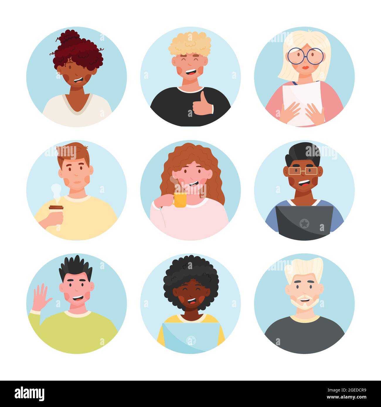 Diverse group of people avatars set. Vector illustration Stock Vector ...