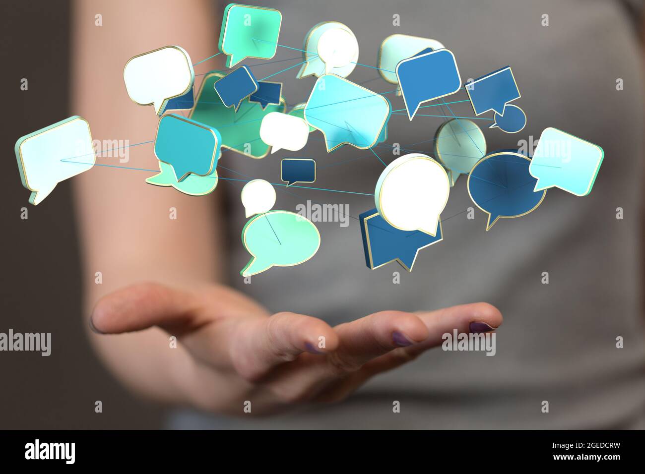 Digital illustration of speech bubbles- communication concept in 3d ...