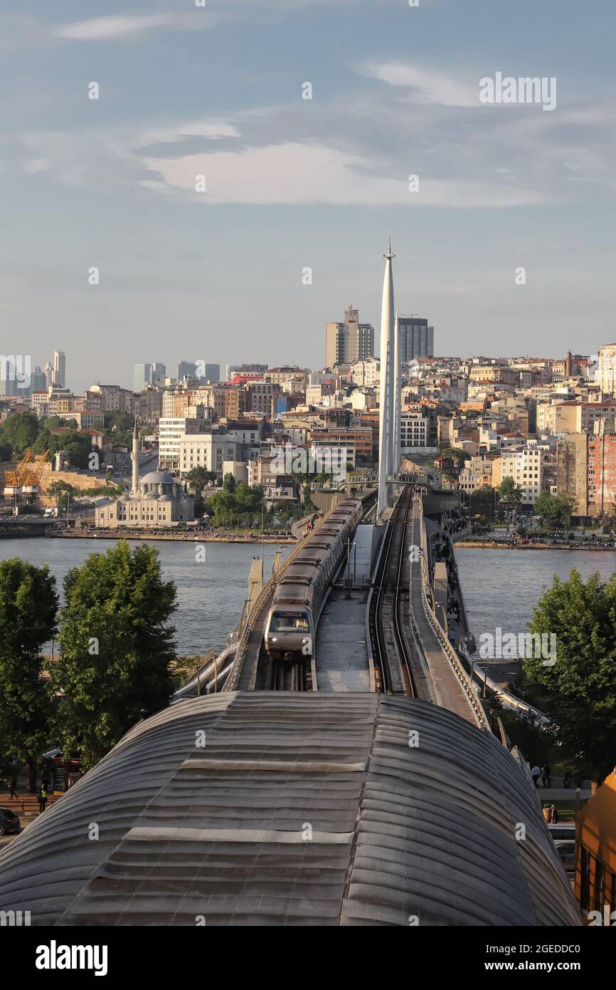 Halic Metro Bridge in Istanbul City, Turkey Stock Photo - Alamy