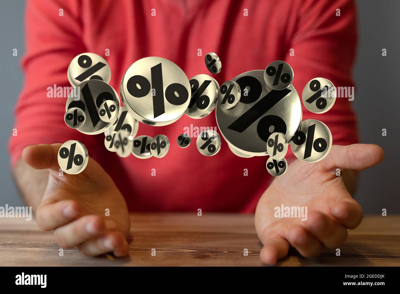 3d rendering of Percent signs and symbols in hands Stock Photo - Alamy