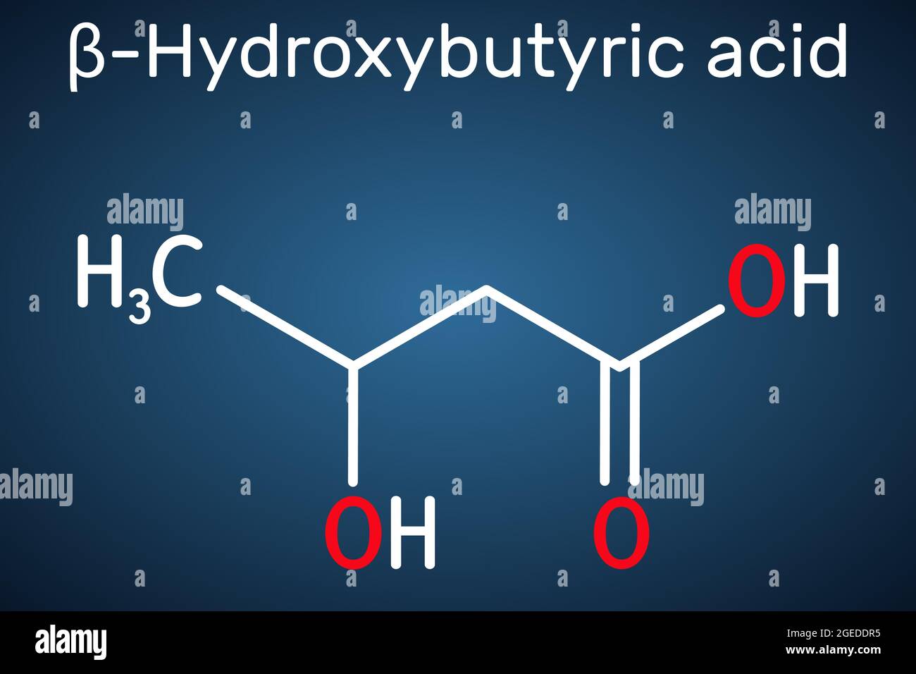 Beta-Hydroxybutyric acid, 3-hydroxybutyric acid molecule. It is beta ...