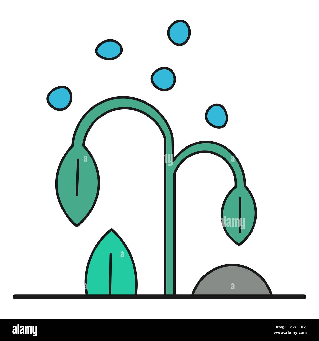 Watering small plant sprout. Ecological icons with plants. Isolated on ...
