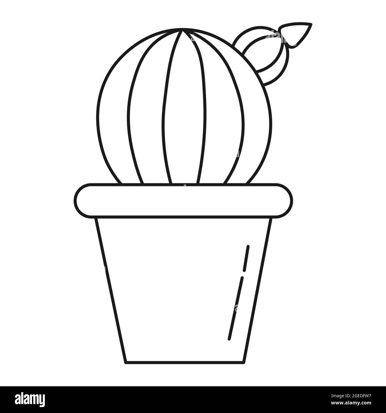 Contour potted cactus. Ecological icons with plants. Isolated on white ...