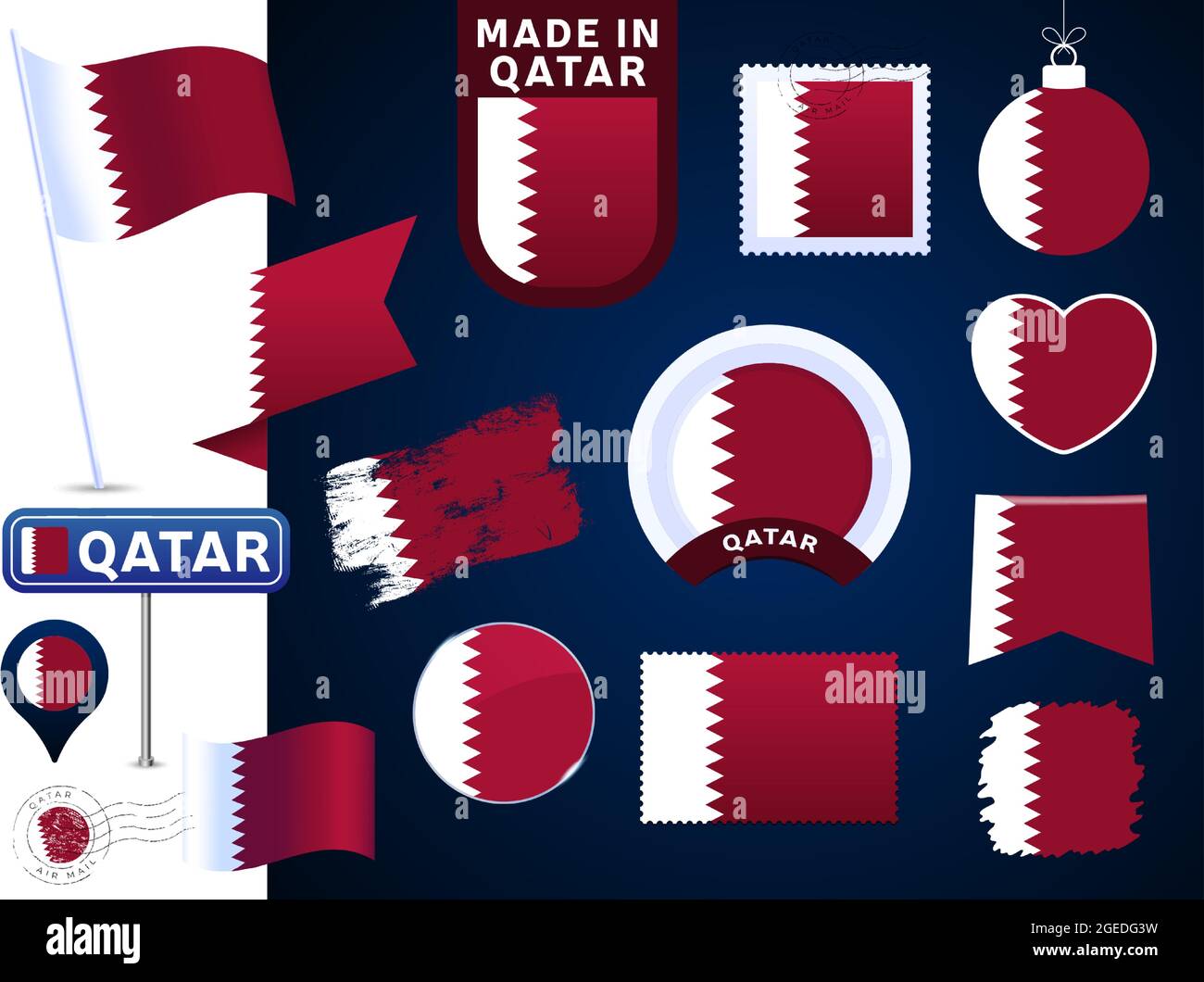 qatar flag vector collection. big set of national flag design elements ...