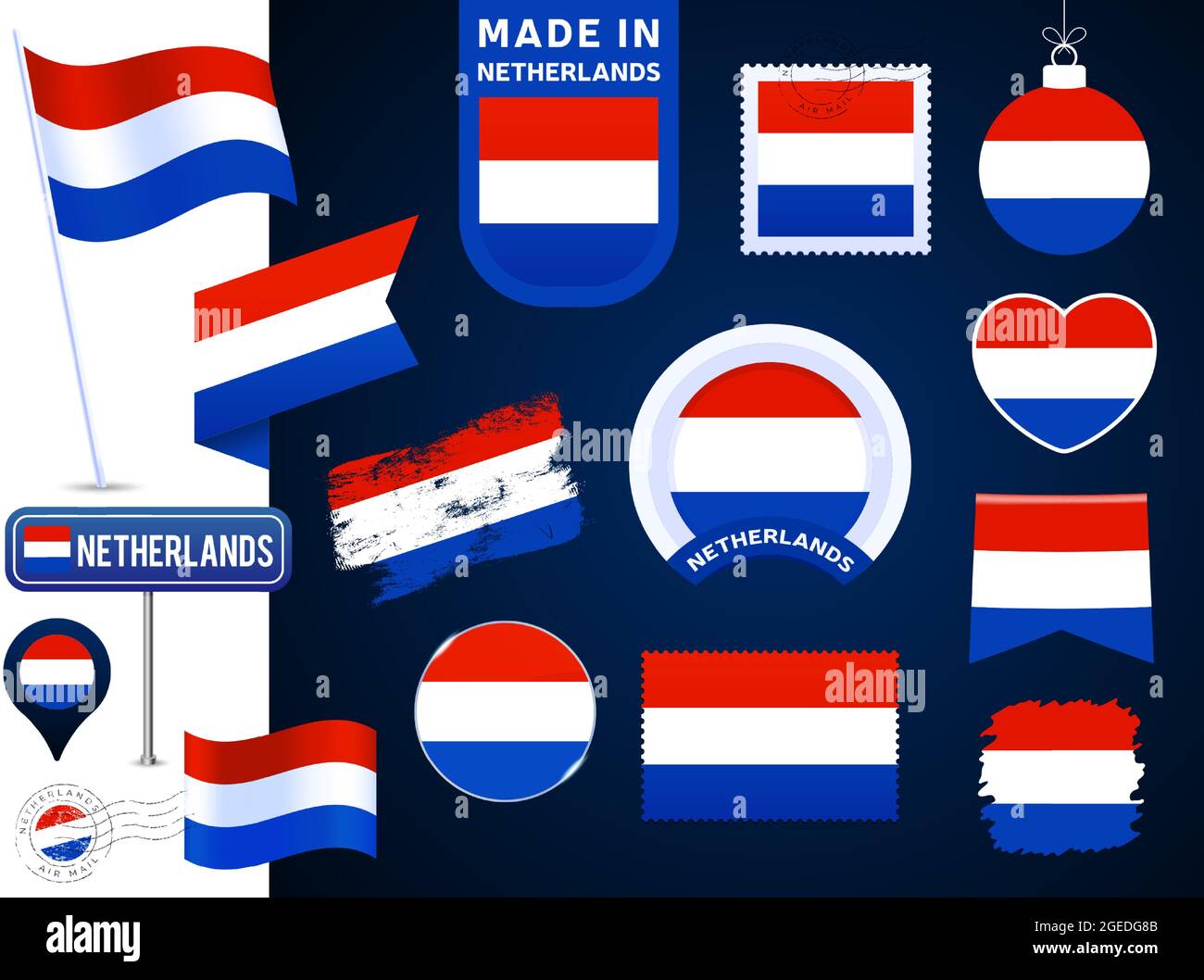 netherlands flag vector collection. big set of national flag design ...