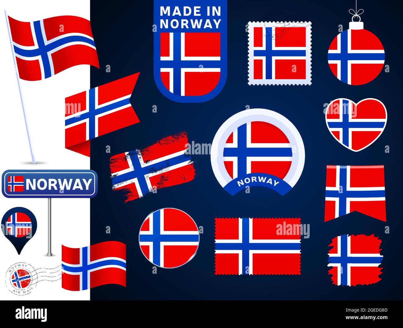 norway flag vector collection. big set of national flag design elements ...