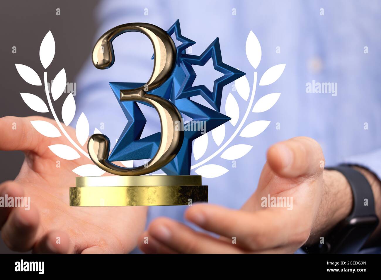3D rendering of 3rd place or anniversary award Stock Photo - Alamy