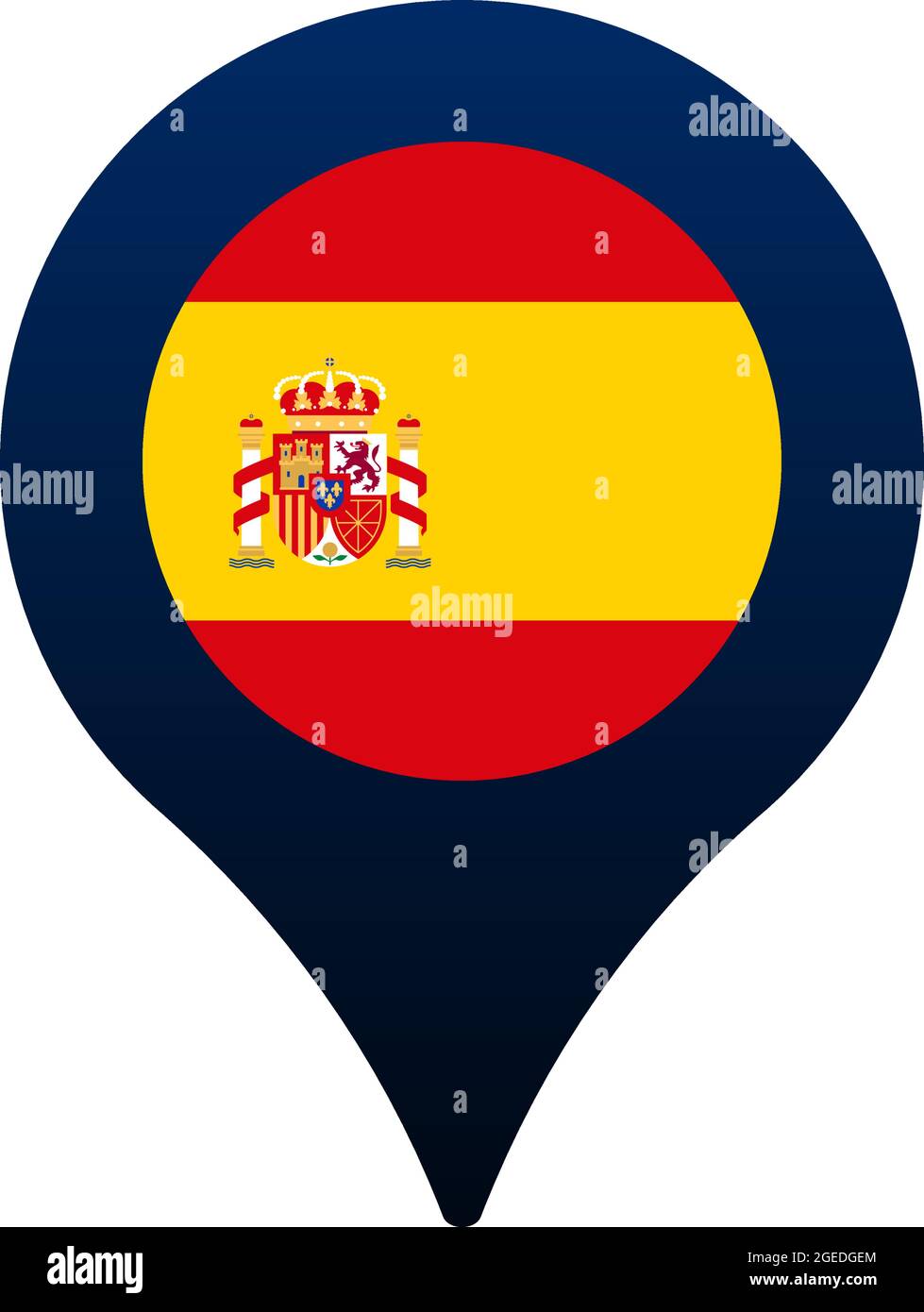 spain flag and map pointer icon. National flag location icon vector ...