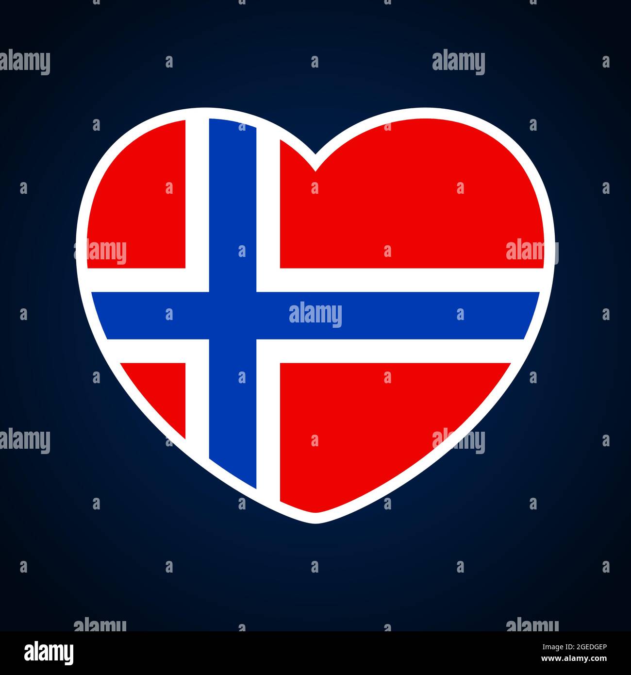 norway flag in a shape of heart. Icon flat heart symbol of love on the ...