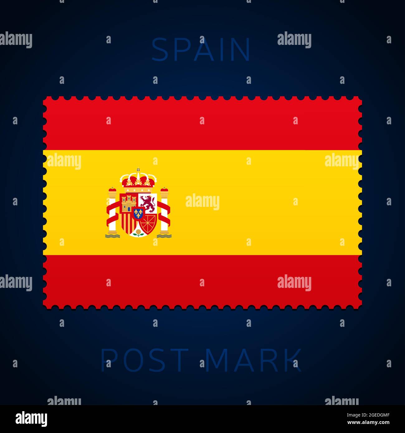 spain postage mark. National Flag Postage Stamp isolated on white ...