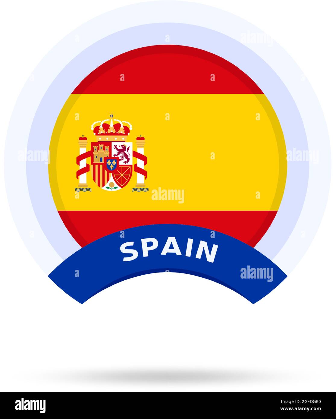 spain national flag Circle button Icon. Simple flag, official colors ...