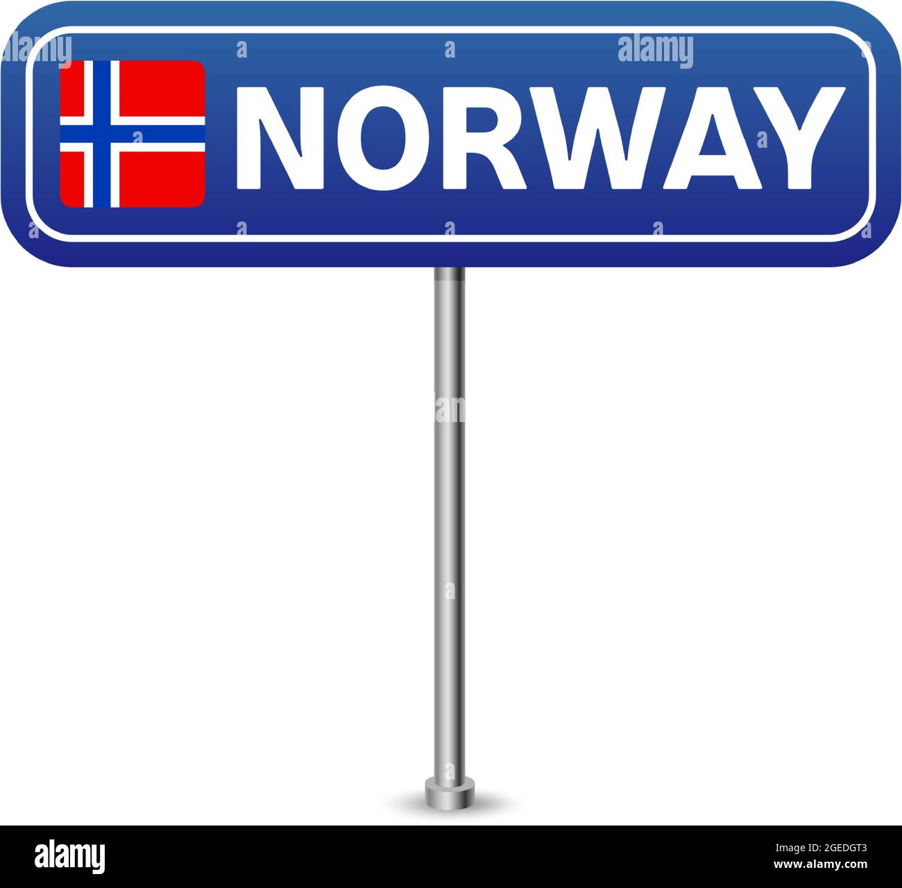 norway road sign. National flag with country name on blue road traffic ...