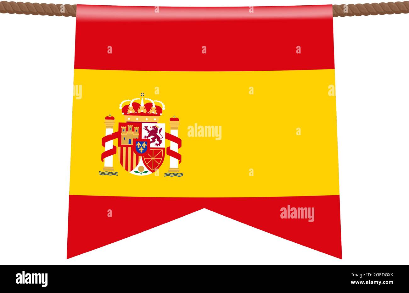spain national flags hangs on the rope. The symbol of the country in ...
