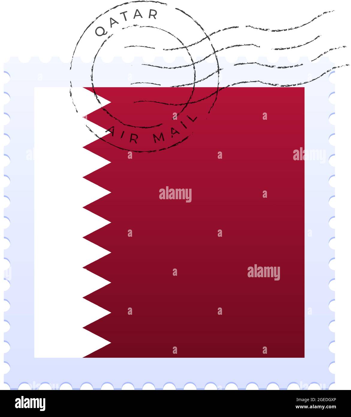 qatar postage mark. National Flag Postage Stamp isolated on white ...