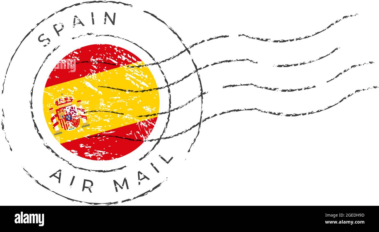 spain postage mark. National Flag Postage Stamp isolated on white ...