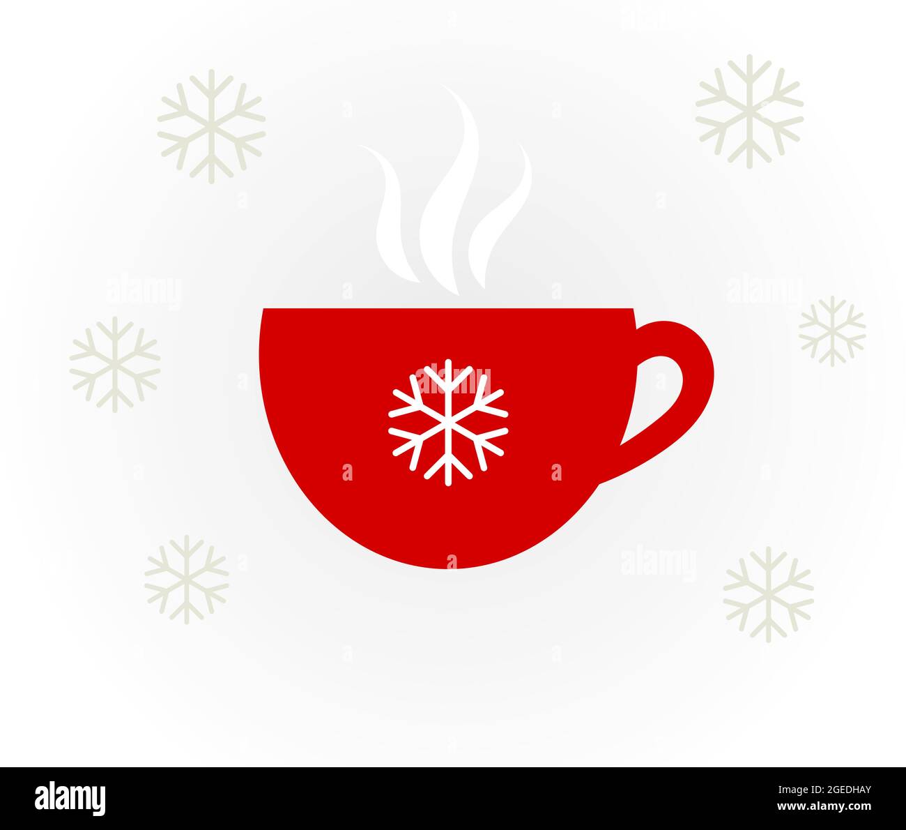 Christmas winter coffee or hot chocolate in a red cup. Vector ...