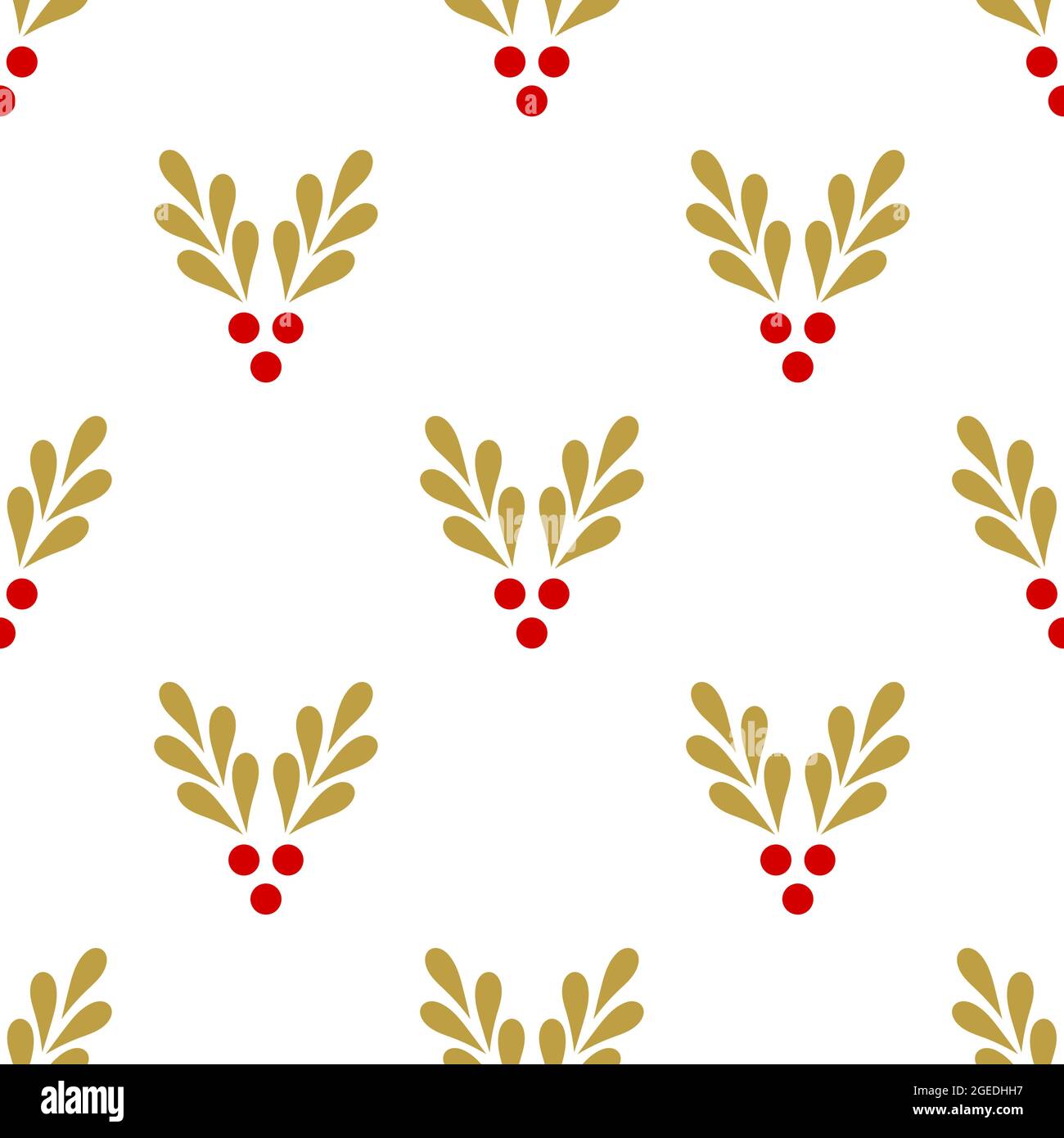 Gold mistletoe decor elegant Christmas seamless pattern. Vector ...