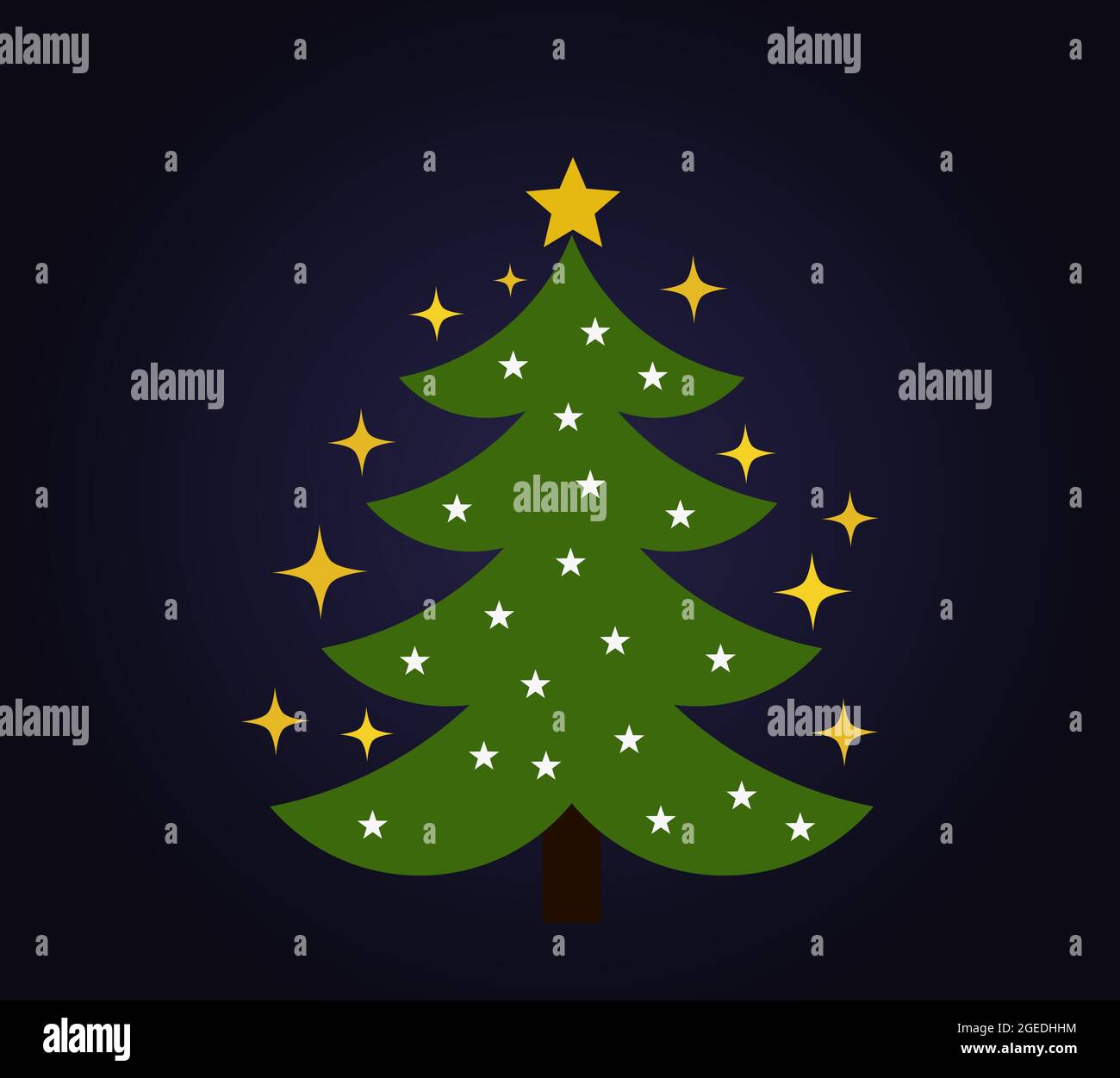 Shiny Christmas tree with twinkling stars decoration. Vector ...