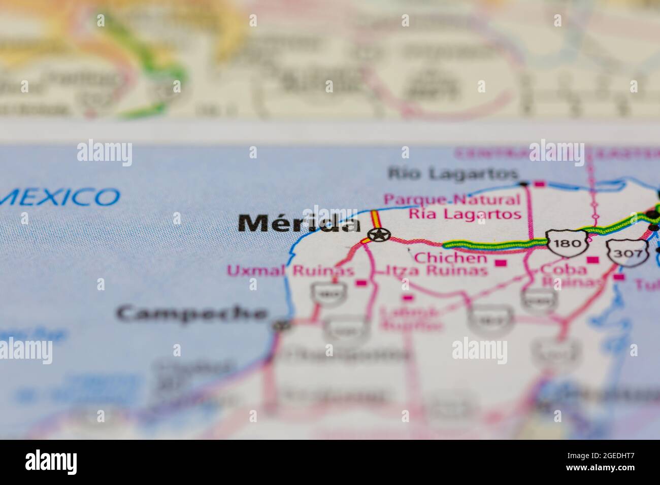 Merida Mexico shown on a road map or Geography map Stock Photo - Alamy